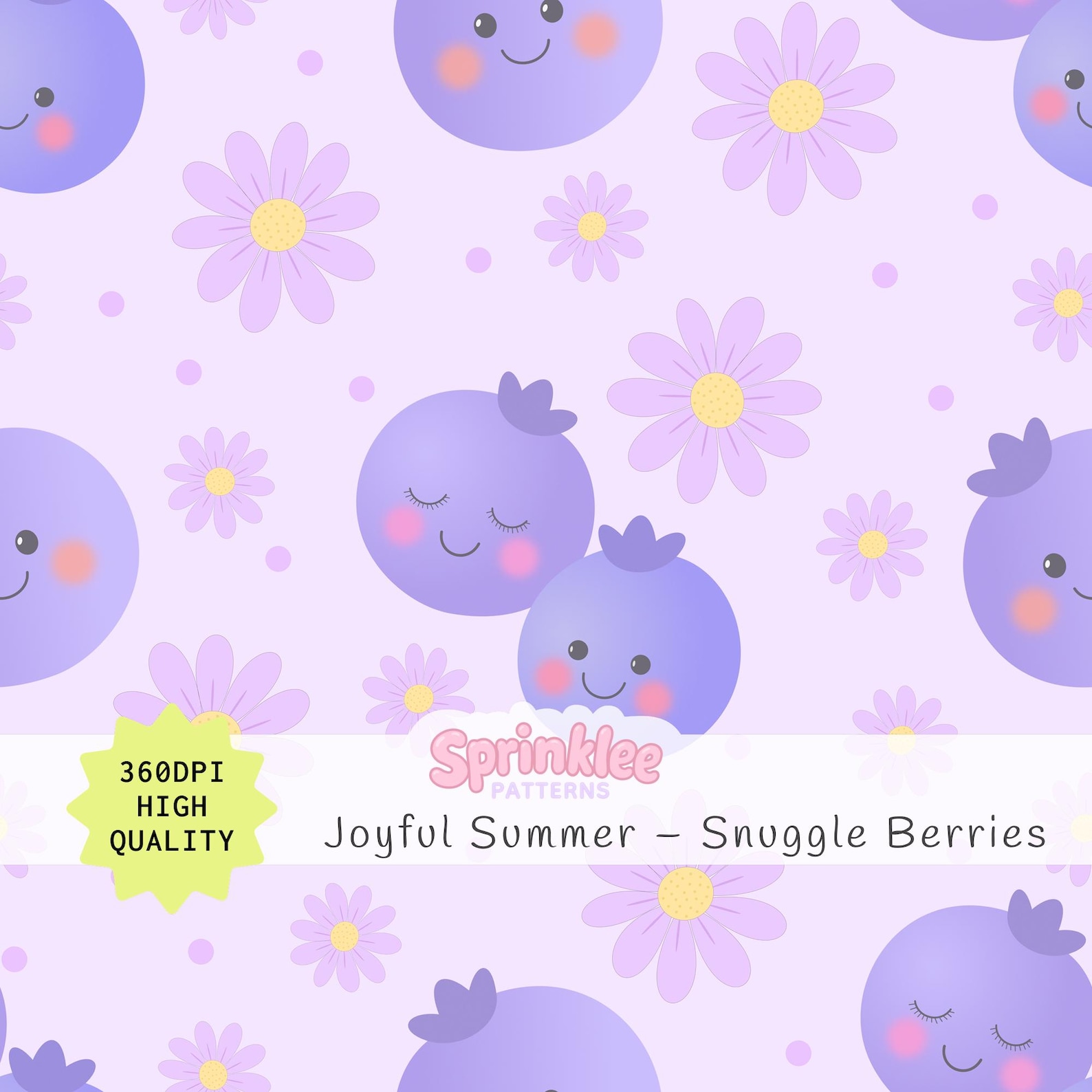 Cute Blueberry Seamless Pattern for Summer DIY Crafts Kawaii Fruits and ...