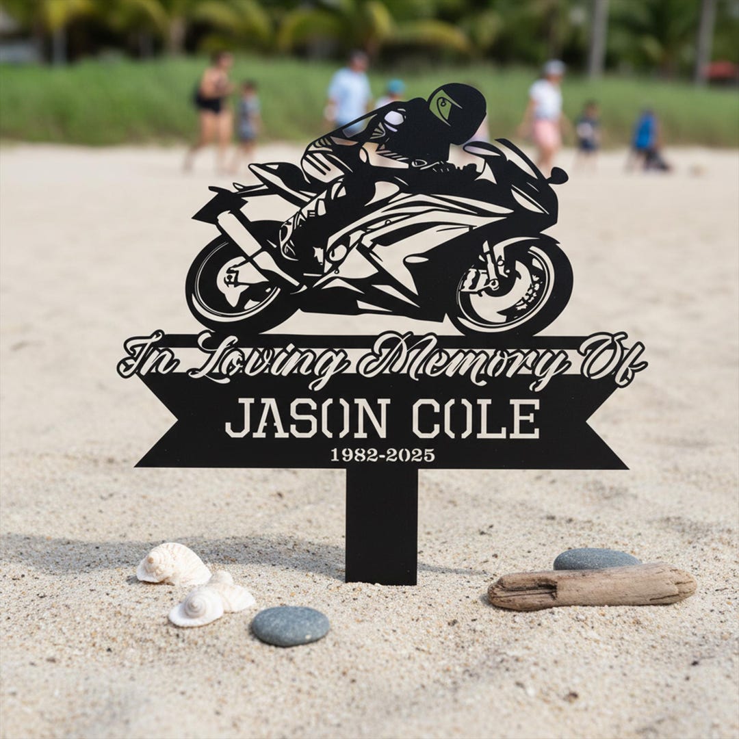 Personalized Biker Motocycle Rider Memorial Stake, Custom Motorcycle ...