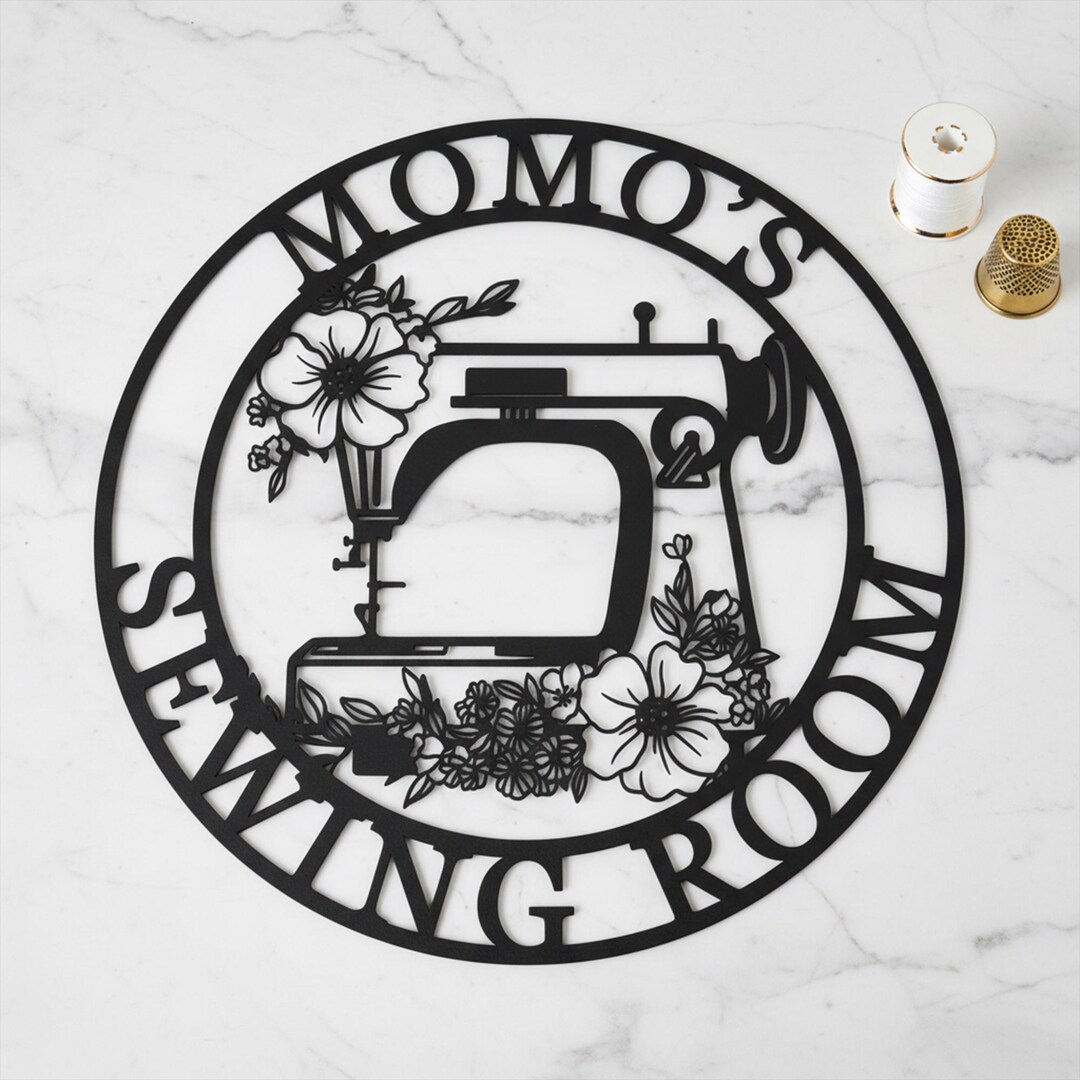 Personalised Metal Sewing Room Sign With Flower, Custom Quilting Sign ...