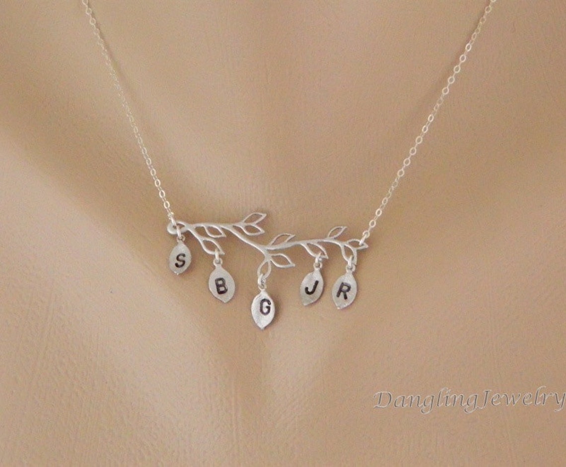 Five Initial Family Necklace, Personalized Mother Necklace, Grandmother ...