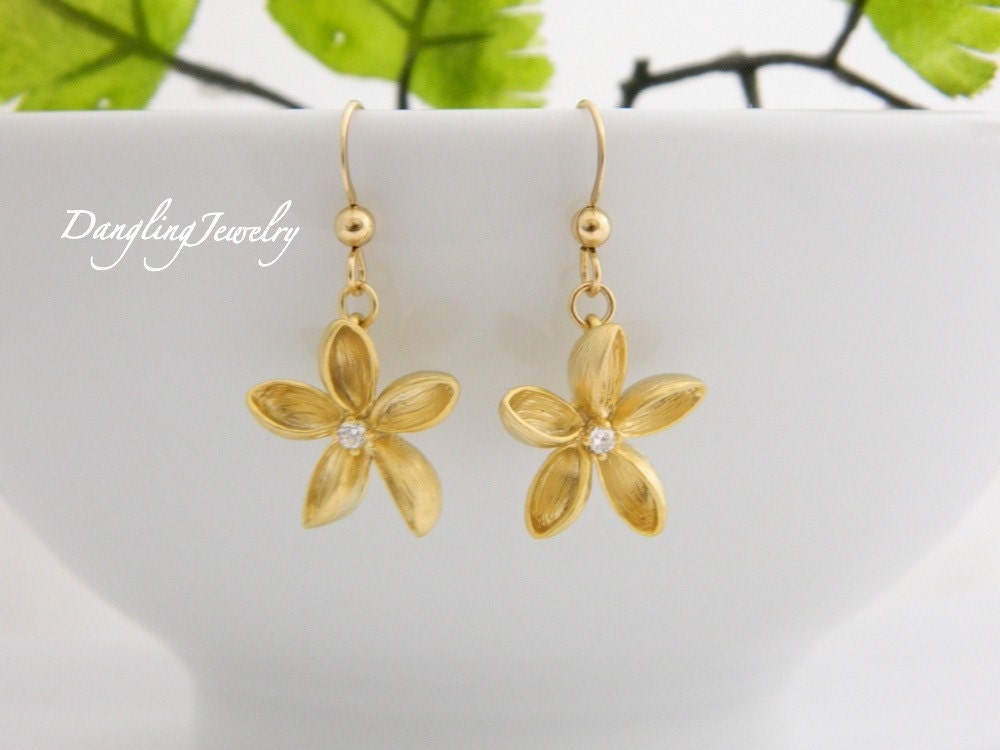 Daisy Dangle Earrings, Gold Flower Earrings, Drop Earrings, Flower ...