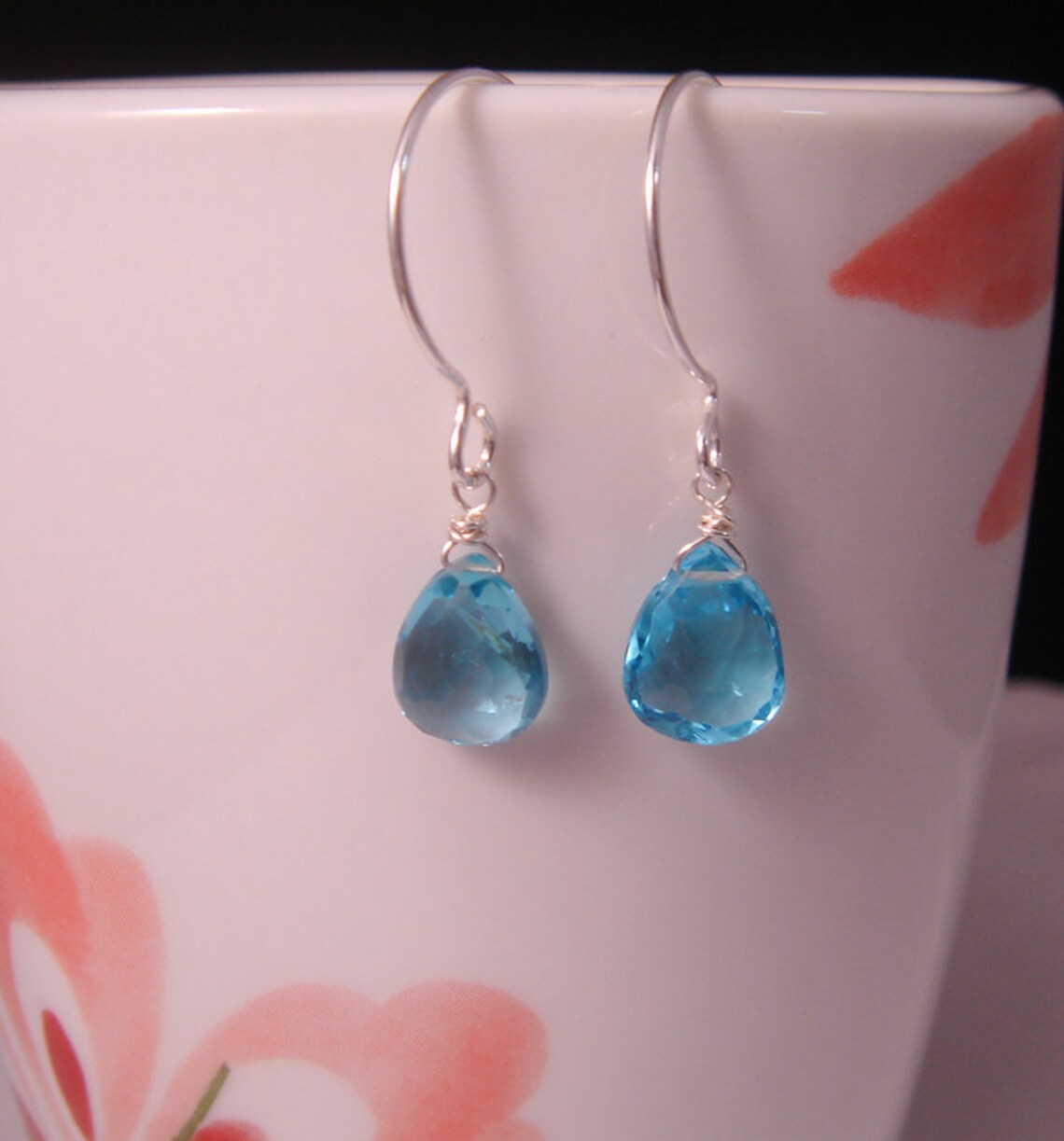Blue Topaz Earrings December Birthstone Earrings SILVER - Etsy
