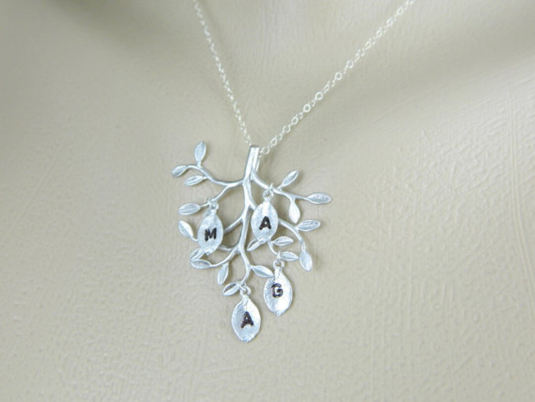 Custom FOUR Initial Necklace, Family Tree Necklace, Monogram Necklace ...