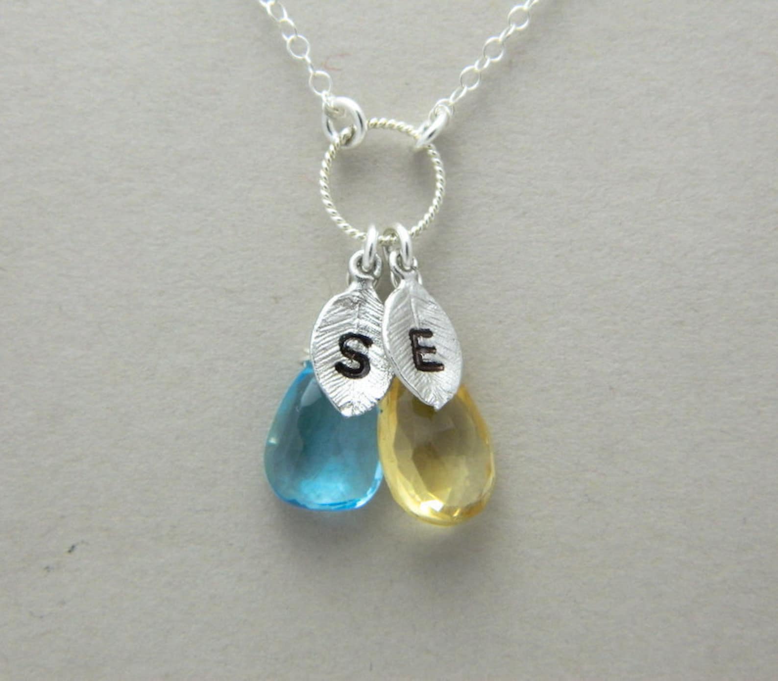 Children Birthstone Necklace, Personalized Initial Necklace, Christmas ...