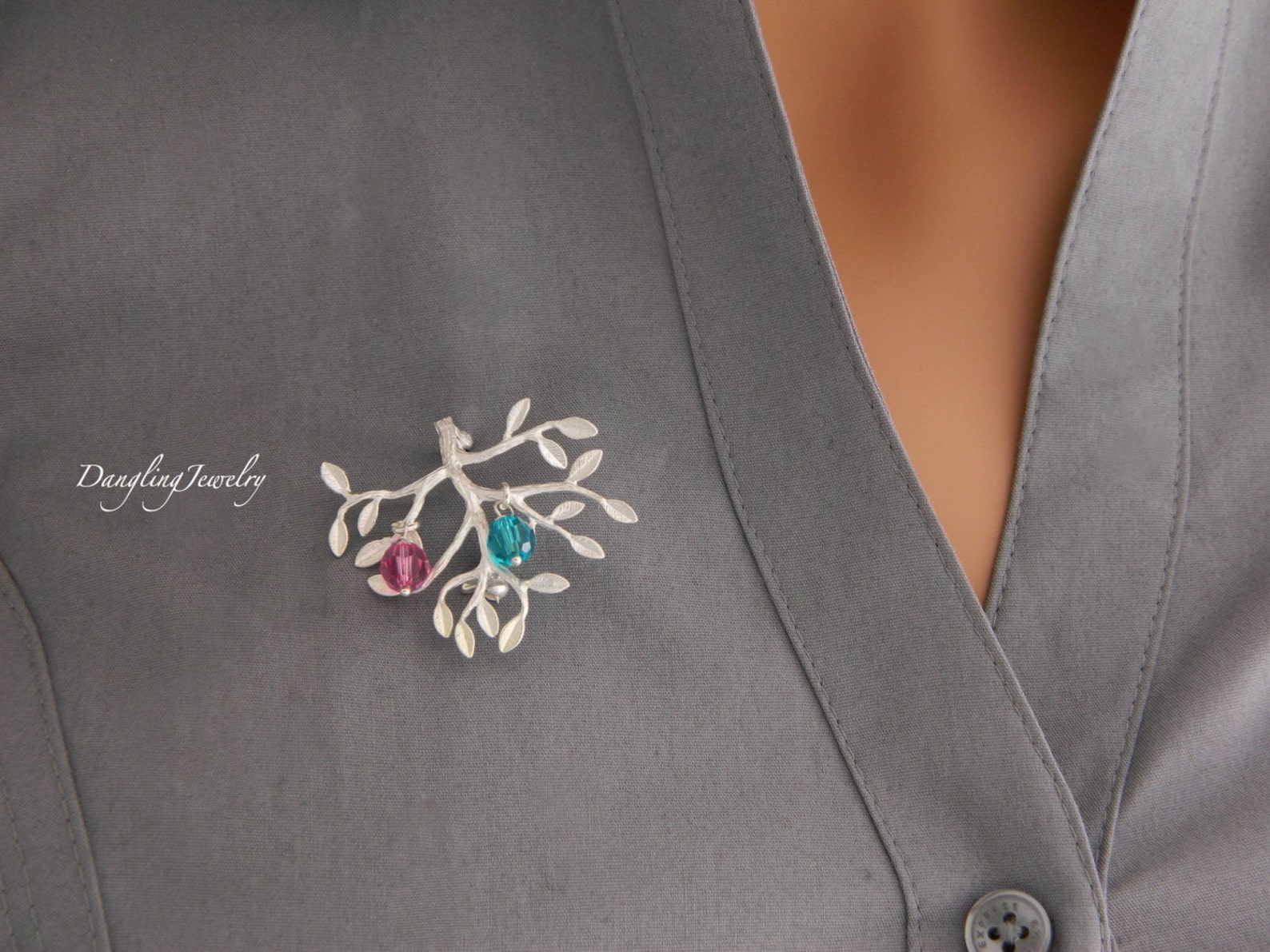 Family Birthstone Brooch Family Tree Brooch Grandmother - Etsy