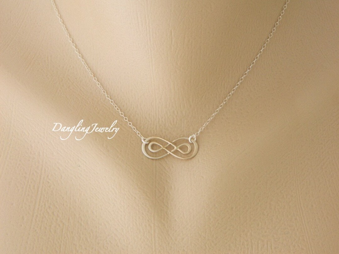 Infinity Necklace, Wedding Jewelry, Bridesmaid Gift, Double Infinity ...
