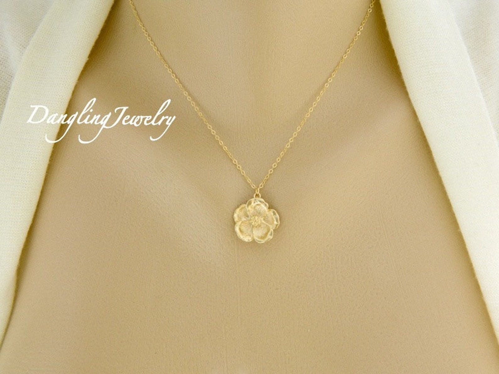 GOLD Magnolia Necklace, Flower Necklace, Mother Jewelry, Mother ...