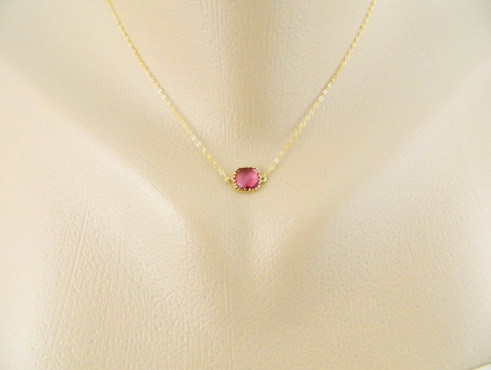 Tiny Ruby Necklace, Fuschia Necklace, Minimal Jewelry, Bridesmaid Gifts ...