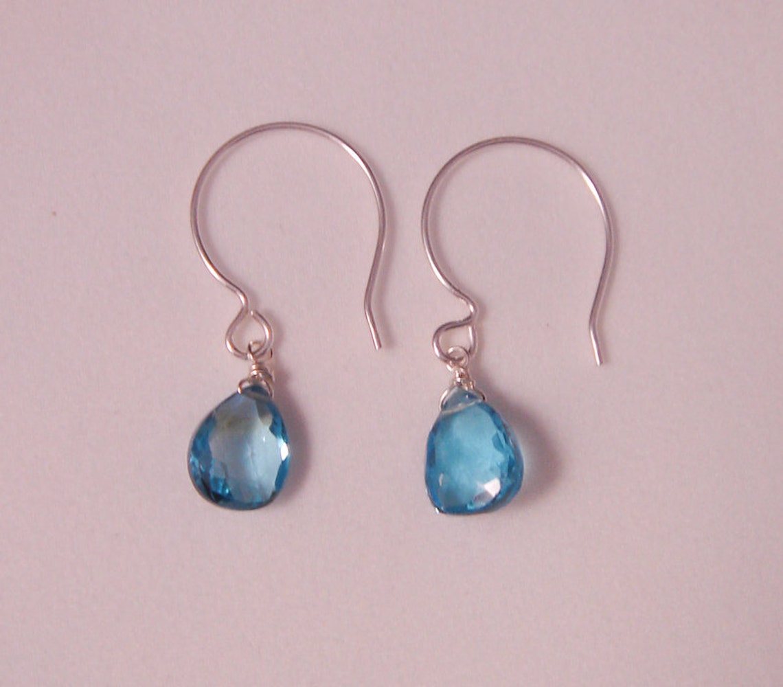 Blue Topaz Earrings December Birthstone Earrings SILVER - Etsy