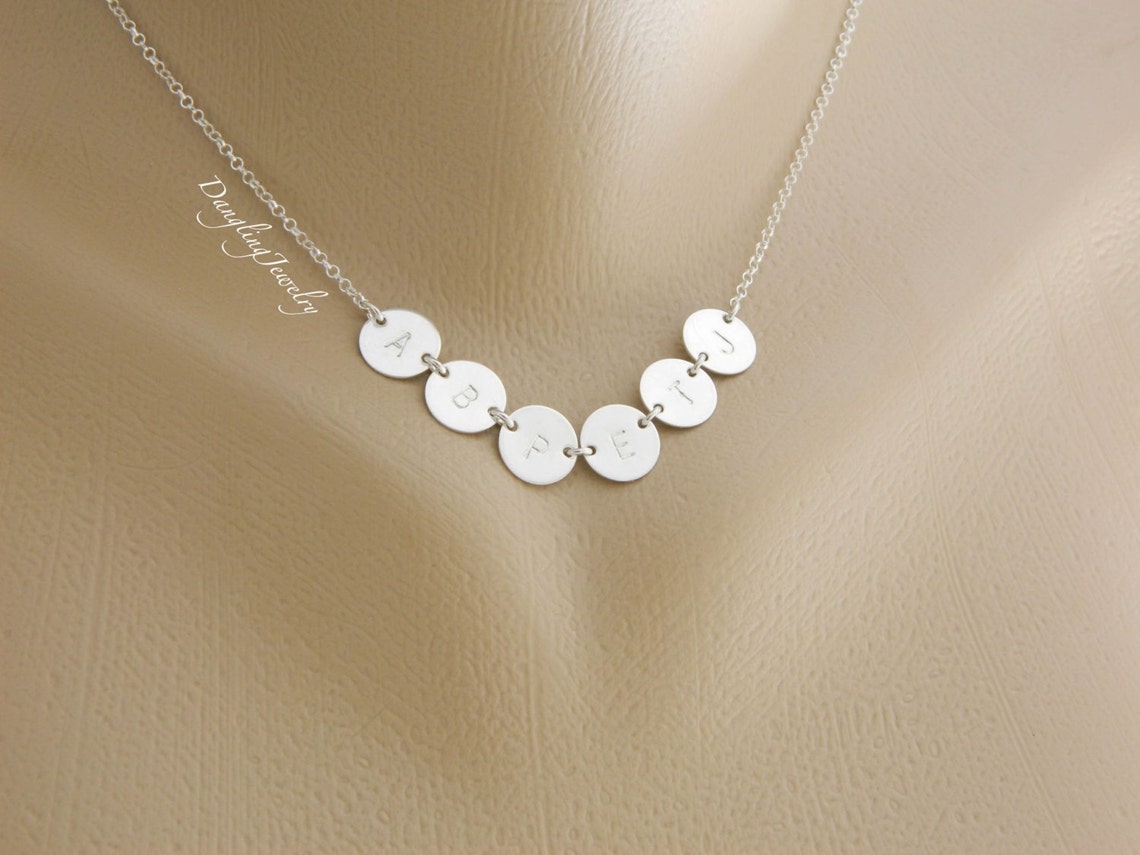SIX Monogram Necklace Personalized SILVER Initial Necklace - Etsy