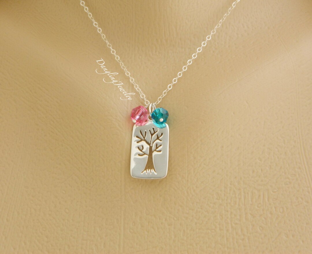 Children Birthstone Mother Necklace, Family Tree Birthstone Necklace ...