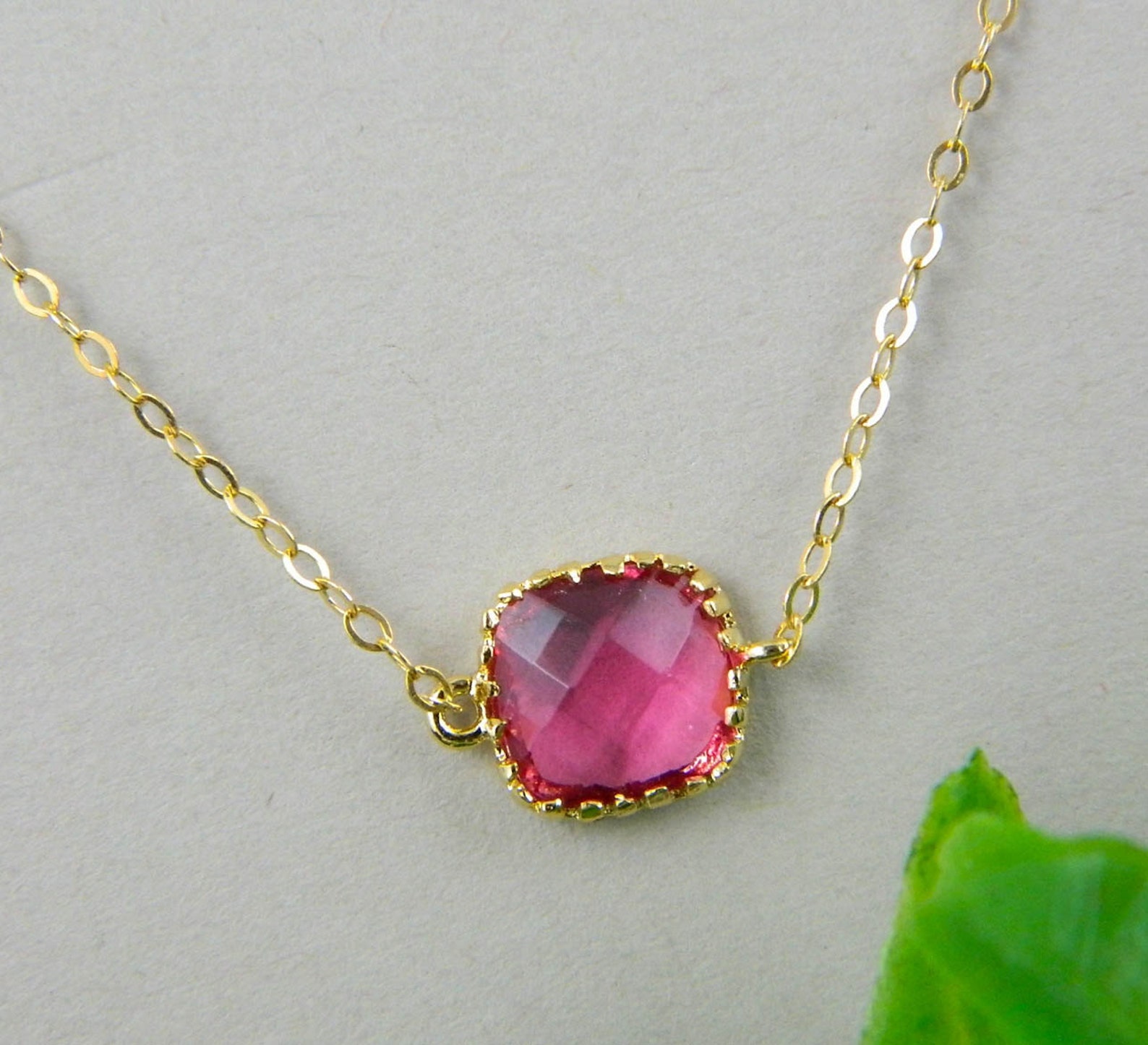 Tiny Ruby Necklace Fuschia Necklace Minimal Jewelry - Etsy