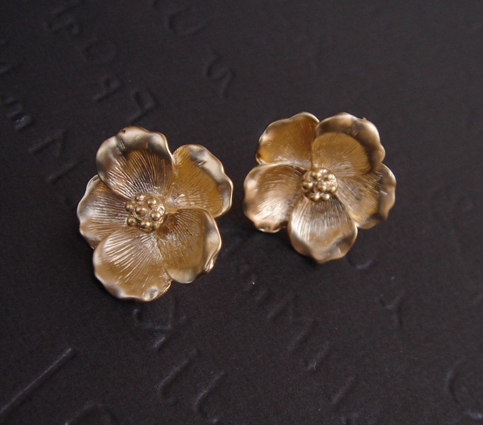 GOLD Magnolia Earrings, Mother Earrings, Stud Flower Earrings ...