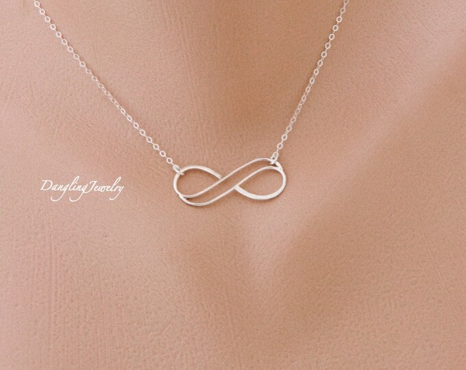 Double Infinity Necklace SILVER, Girlfriend Necklace, Eternity Necklace ...