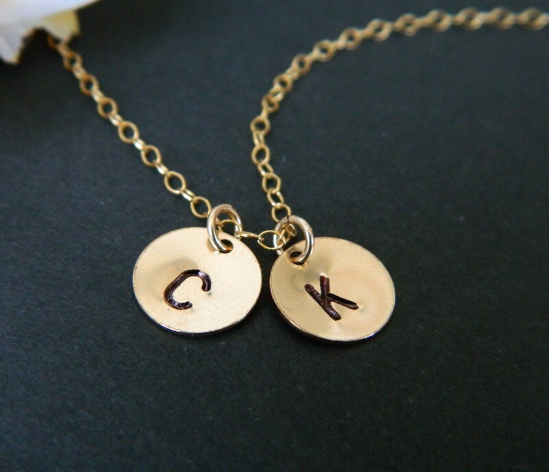 TWO Initial Necklace SILVER Monogram Necklace Mother Day | Etsy