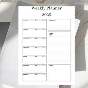 A4 Weekly Planner Template - Printable & Fillable - Minimalist Design ...