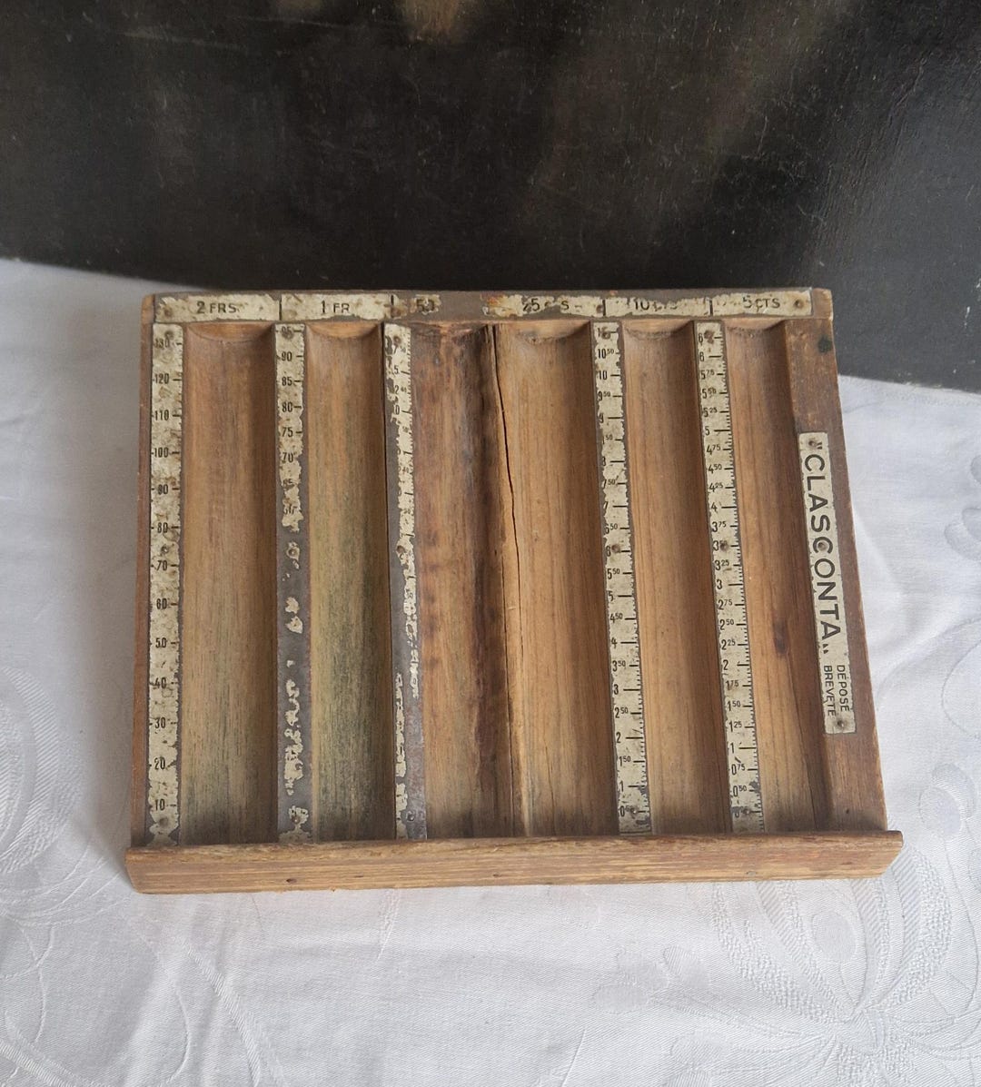 Antique Coin Counting Tray Cash Drawer Clasconta Depose French Vintage ...