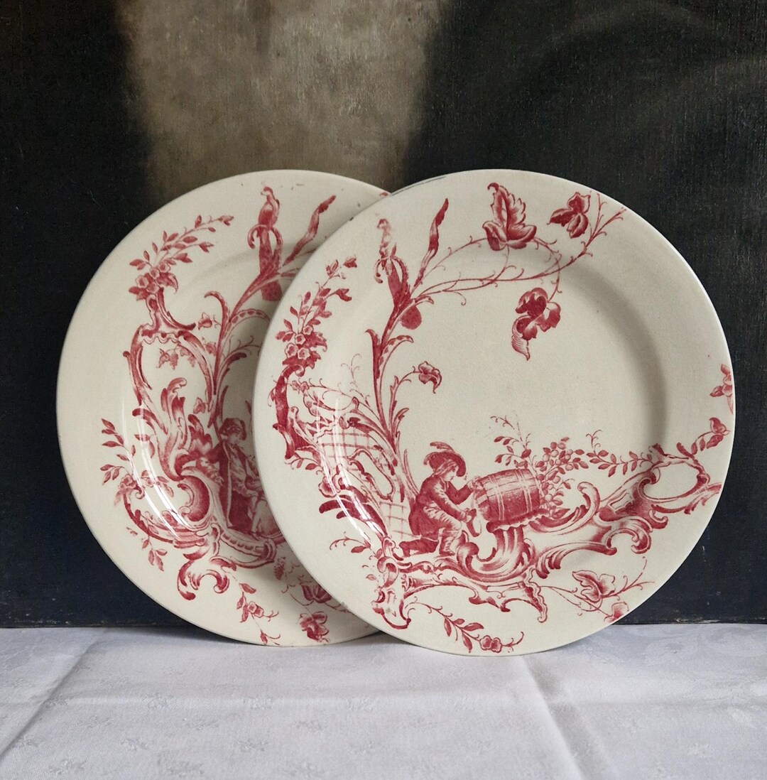 Set of 2 Antique Louis XV Fer Shabby Chic Vintage Plates From France - Etsy