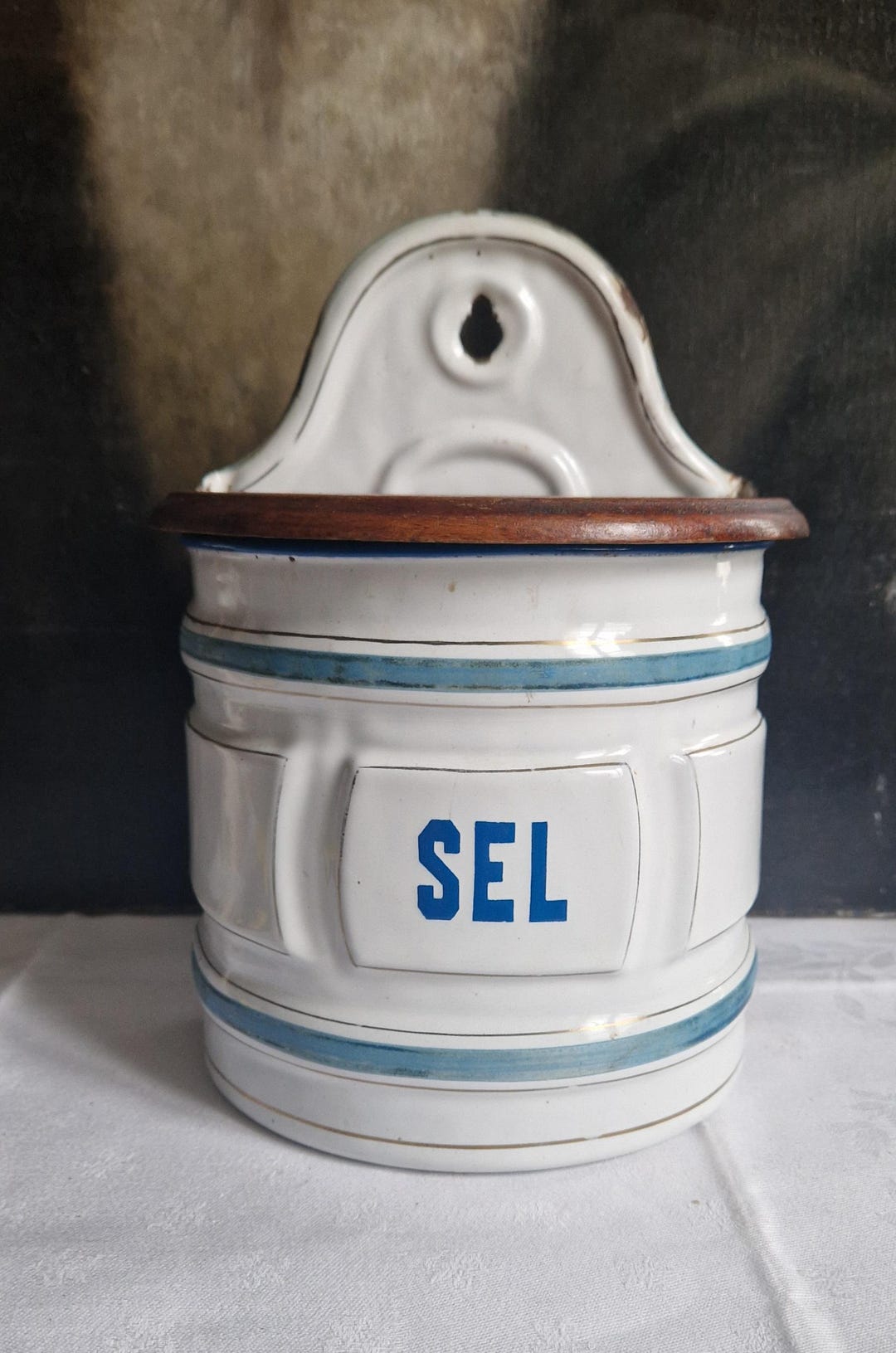 Antique Enamel Salt Storage Jar, Shabby Vintage - Etsy