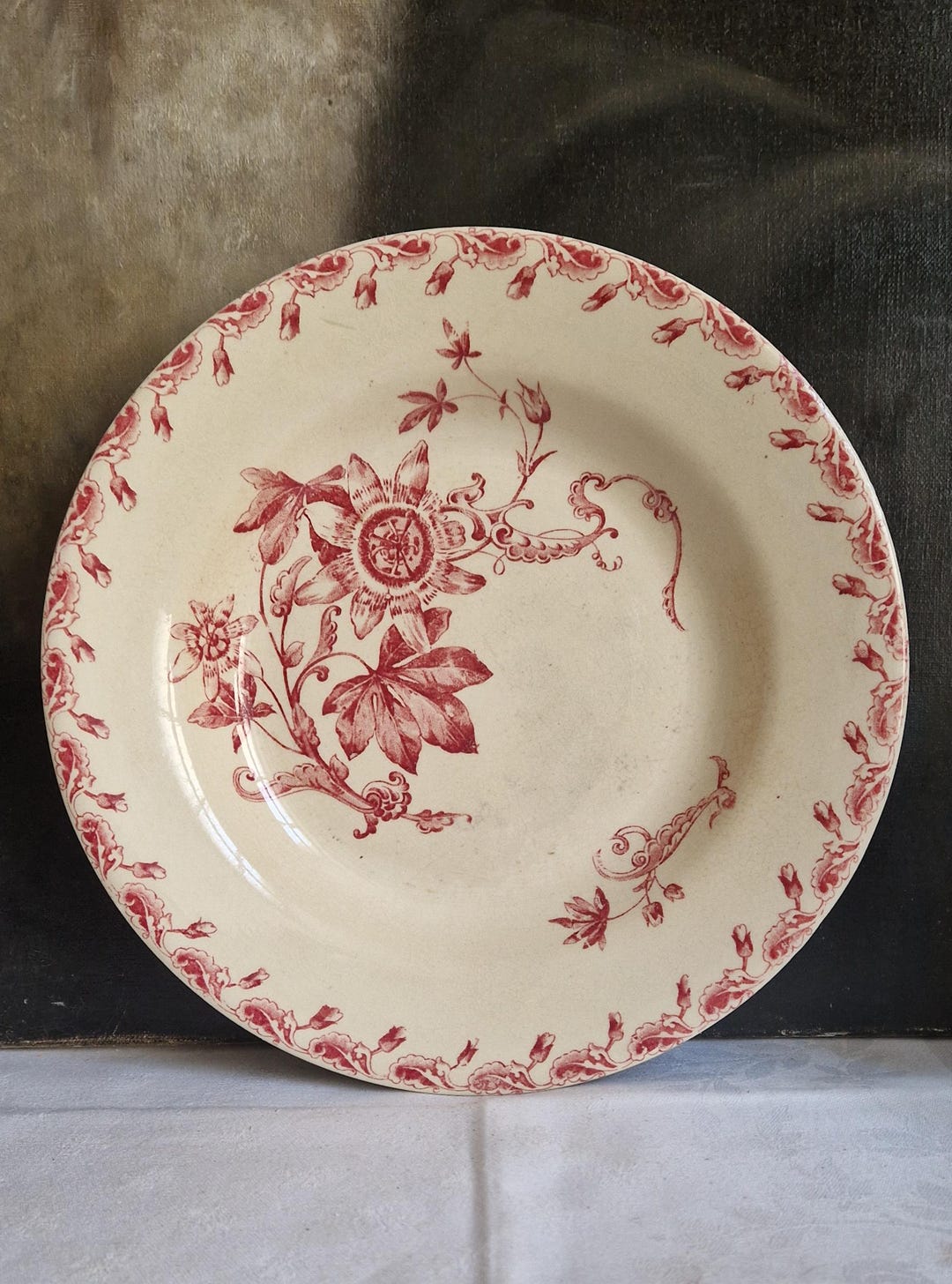 Antique Gien Passiflore Terre De Fer Shabby Vintage Plate From France ...
