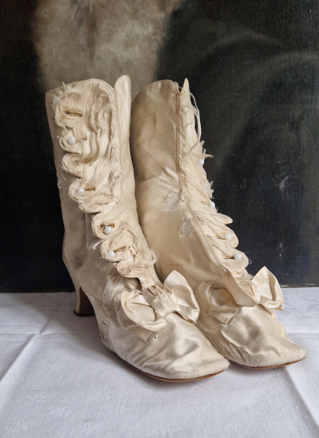 Antique Button Boots Victorian Leather Silk French Vintage Decor - Etsy