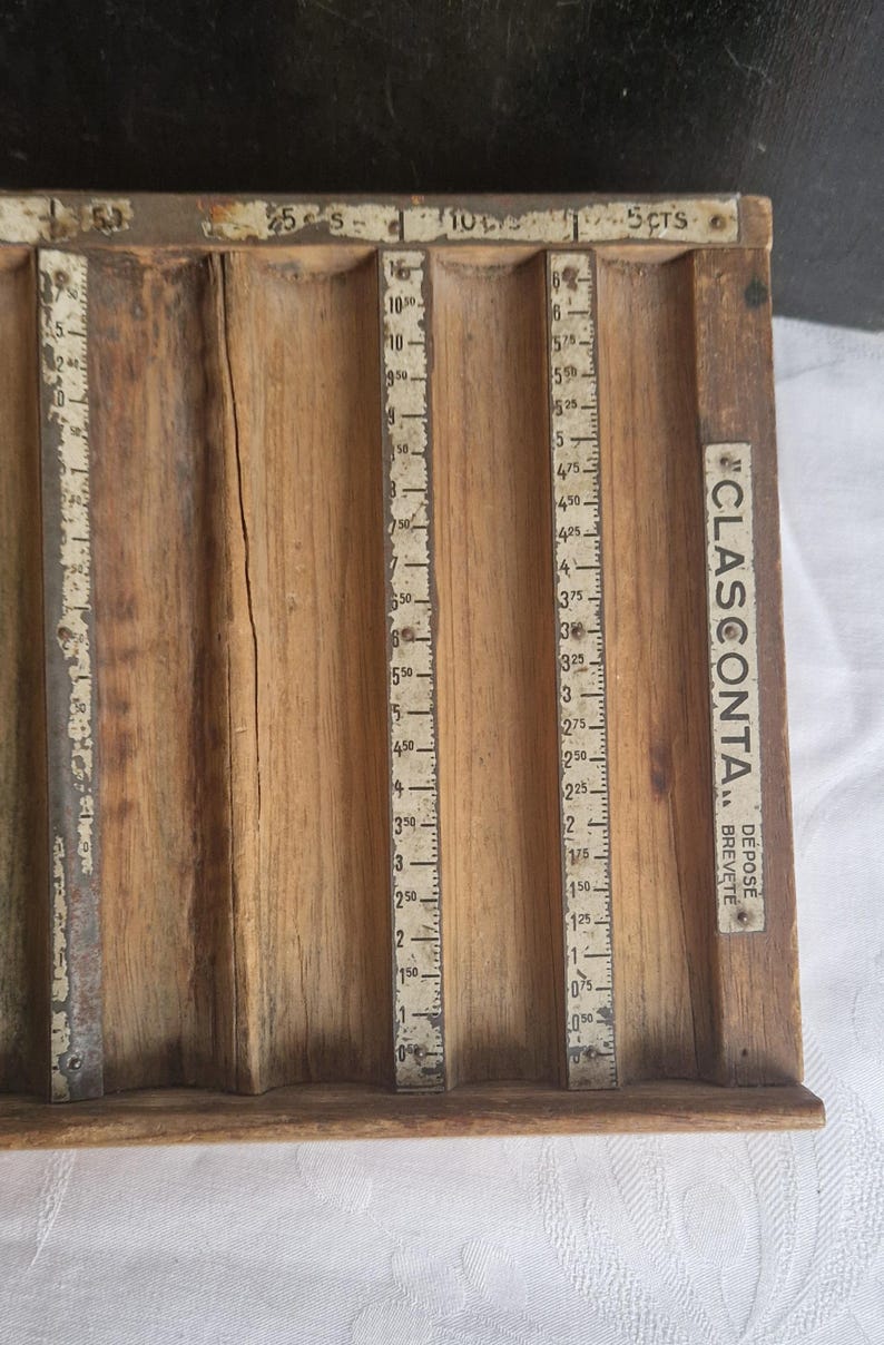 Antique Coin Counting Tray Cash Drawer Clasconta Depose French Vintage ...