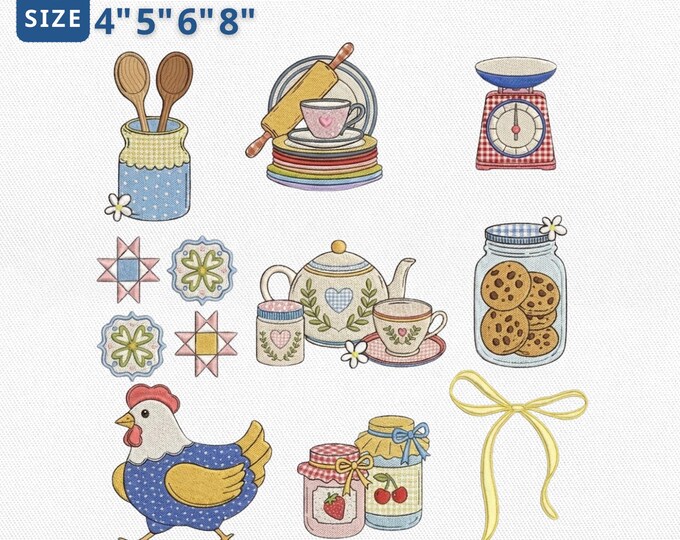 Grandma Core Embroidery Bundle, Hen in Nest Embroidery File, Cottage ...