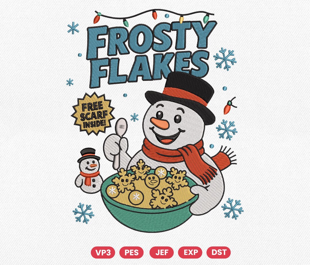 Snowman Cereal Embroidery Design, Christmas Movie Character Embroidery ...