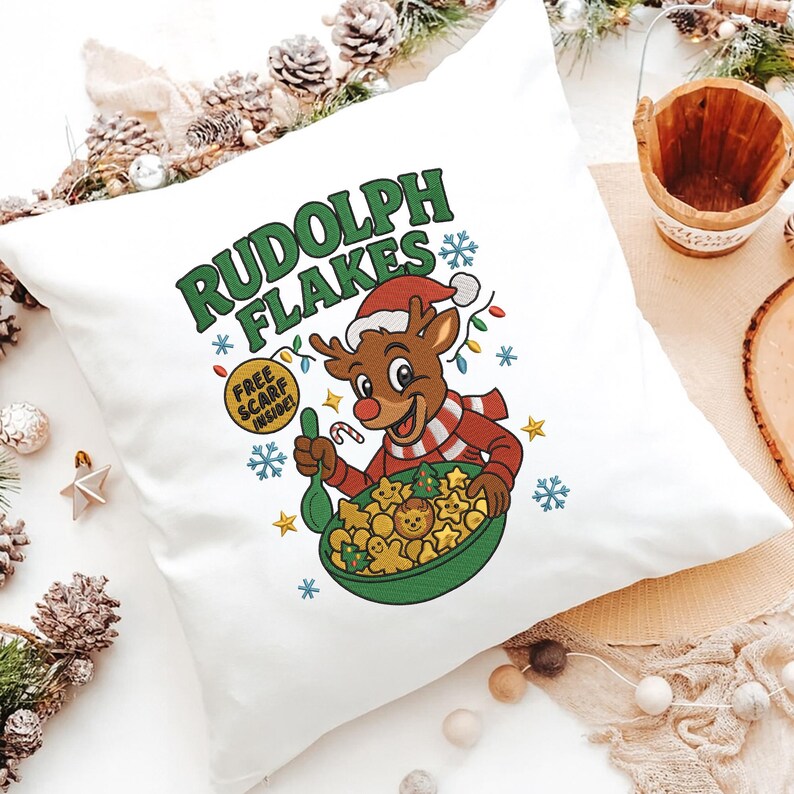 Rudolph Cereal Embroidery Design, Christmas Movie Character Embroidery ...