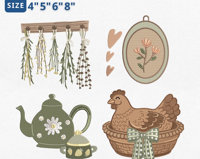 Vintage Inspired Grandma Core Embroidery Design, Hen in Nest Embroidery ...