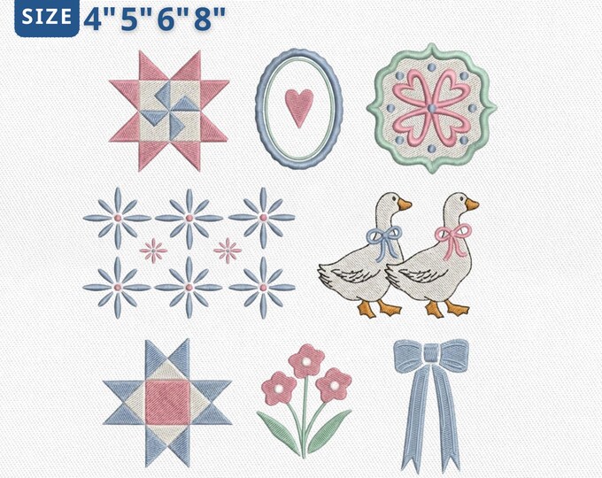 Grandma Core Embroidery Bundle, Retro Duck Couple Embroidery File ...