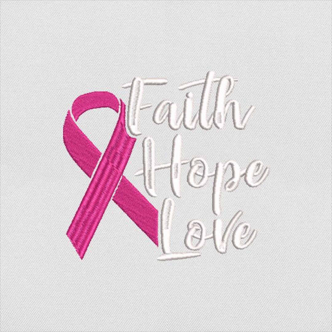 Faith Hope Love Embroidery Design, Pink Ribbon Breast Cancer Awareness ...