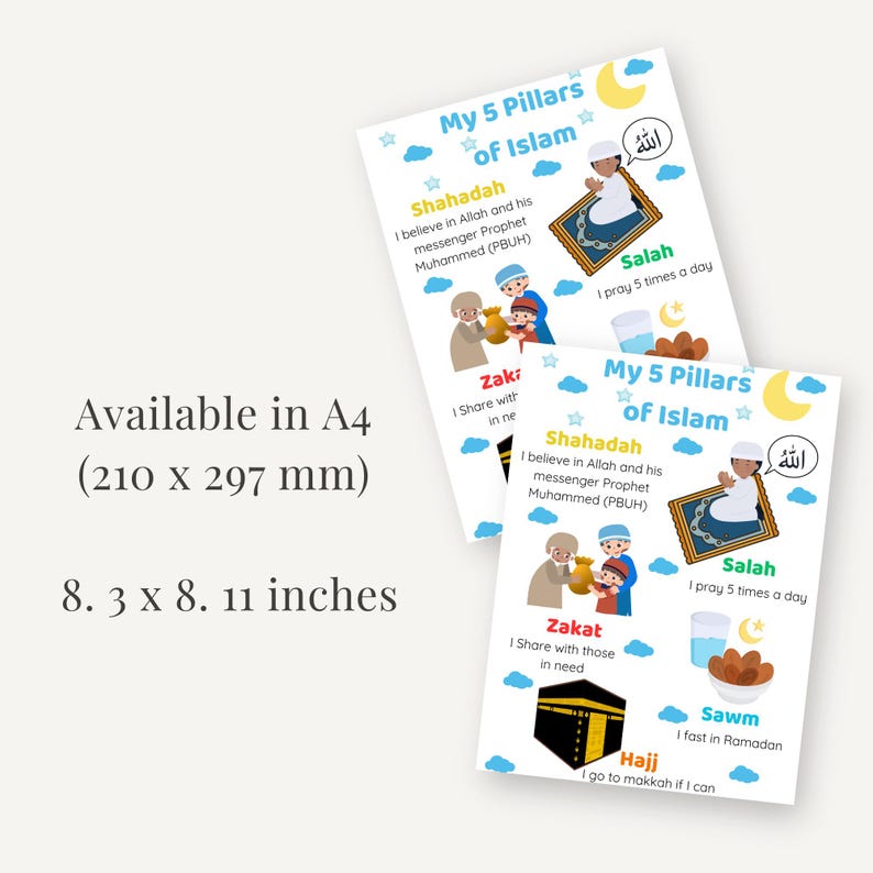 5 Pillars of Islam Poster | Islamic Educational Printable | Kids Wall ...