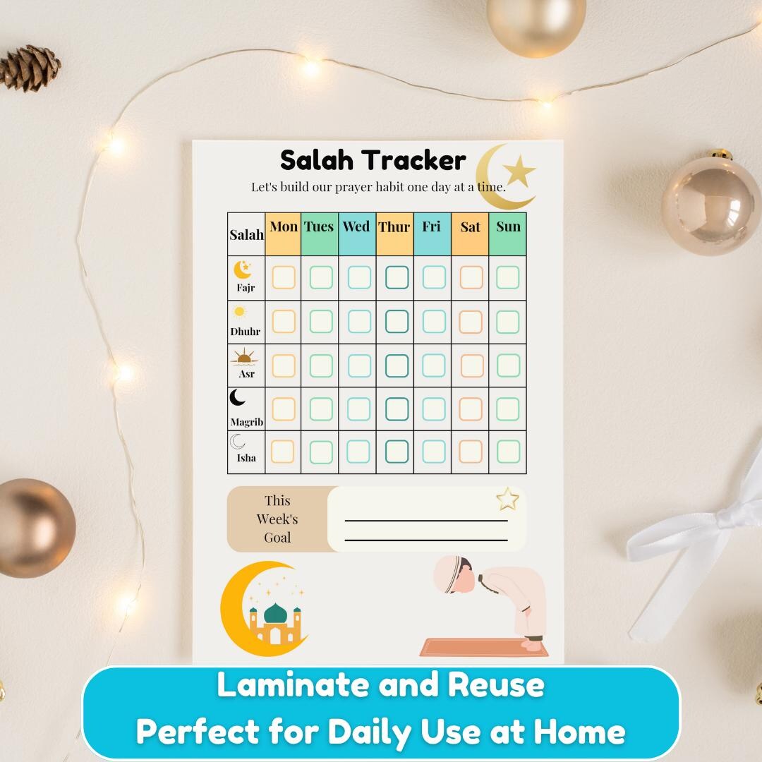Boys Salah Tracker Printable | Daily Islamic Prayer Chart | Muslim Kids ...