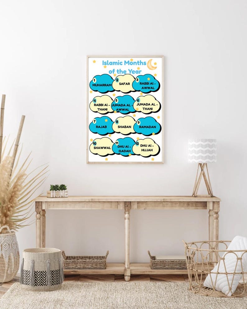 Islamic Months of the Year Poster for Boys – Muslim Kids A4 Printable ...
