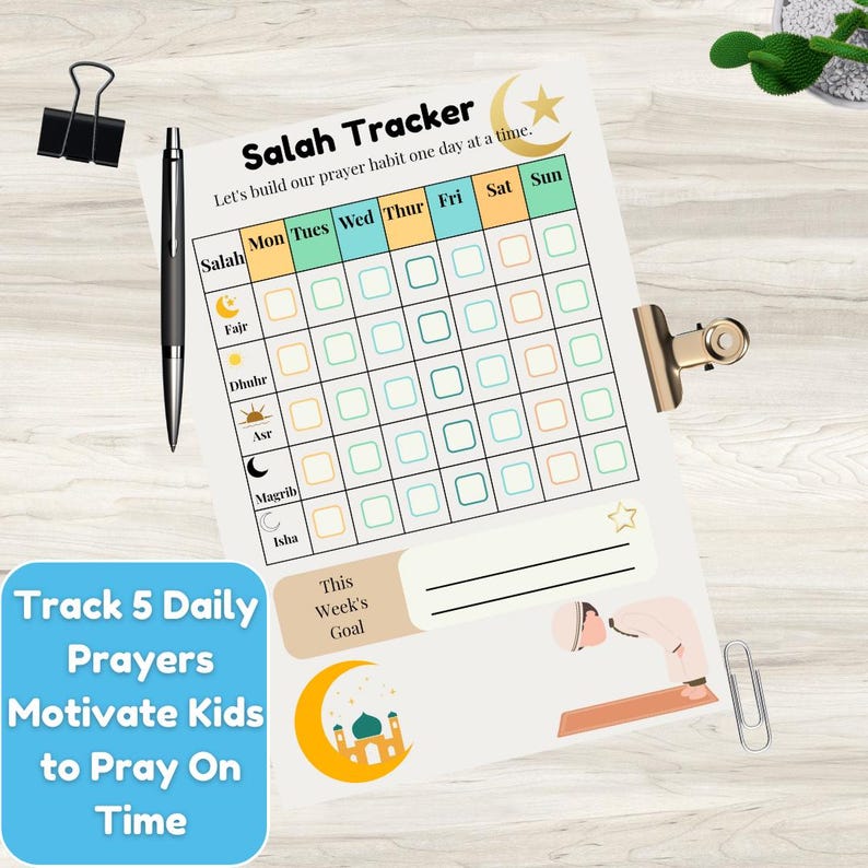 Boys Salah Tracker Printable | Daily Islamic Prayer Chart | Muslim Kids ...