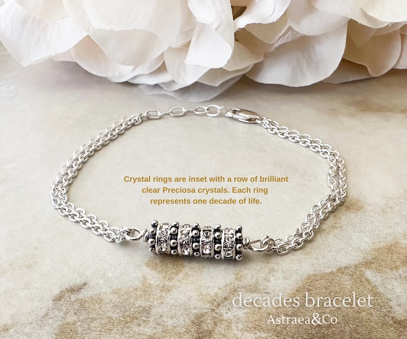 Gold Decades 50th Birthday Bracelet With Preciosa Crystal Rings for ...