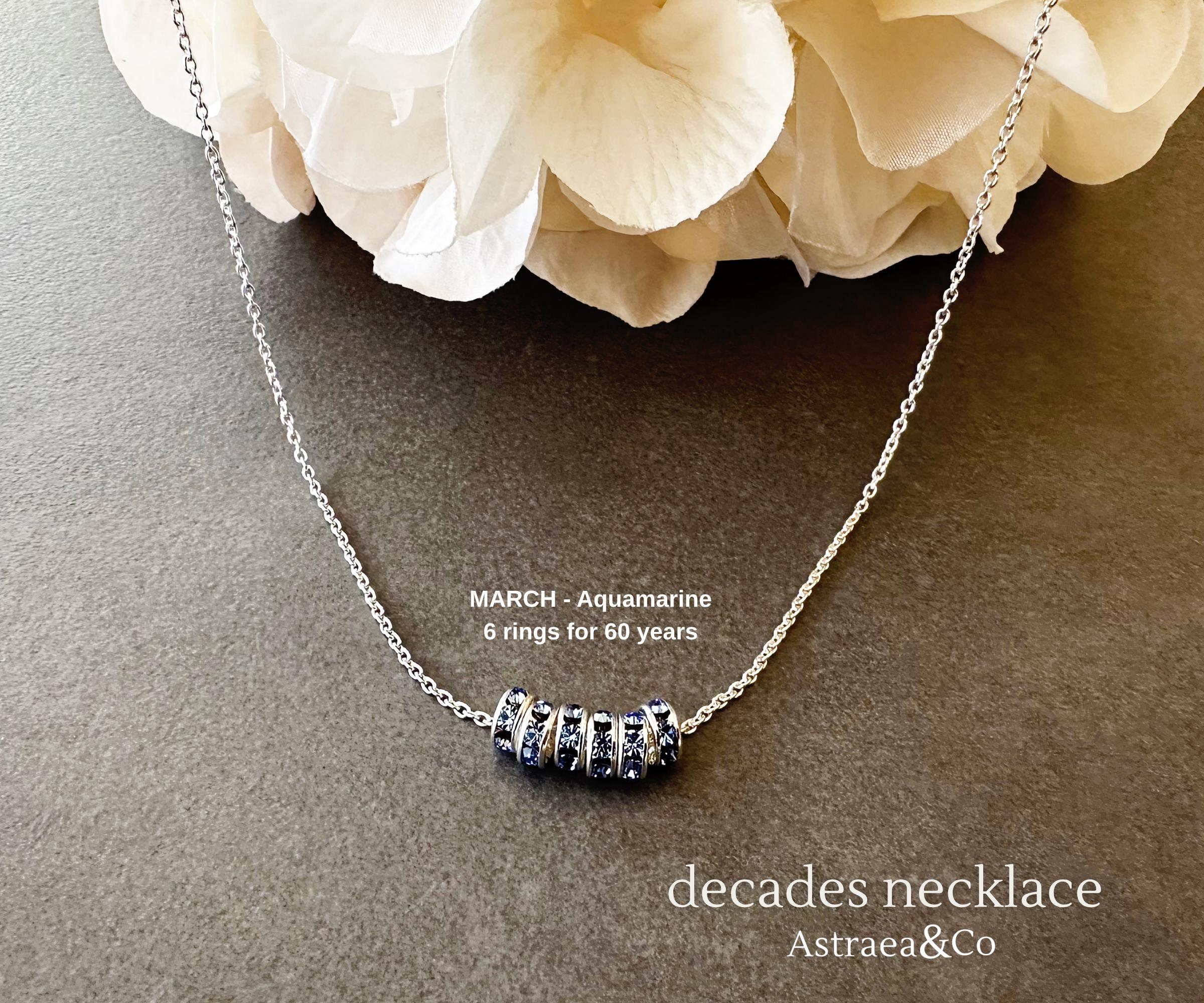 Birthstone Decades Necklace With Preciosa Crystal Rings for 30th 40th ...
