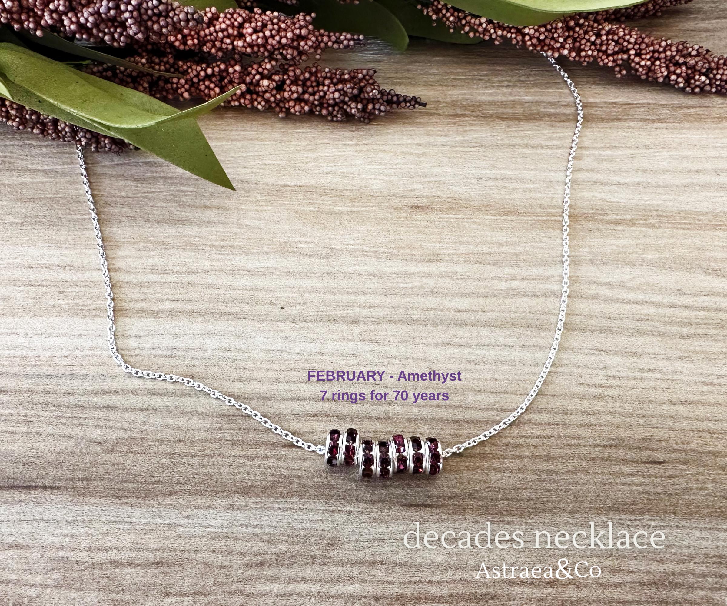 Birthstone Decades Necklace With Preciosa Crystal Rings for 30th 40th ...