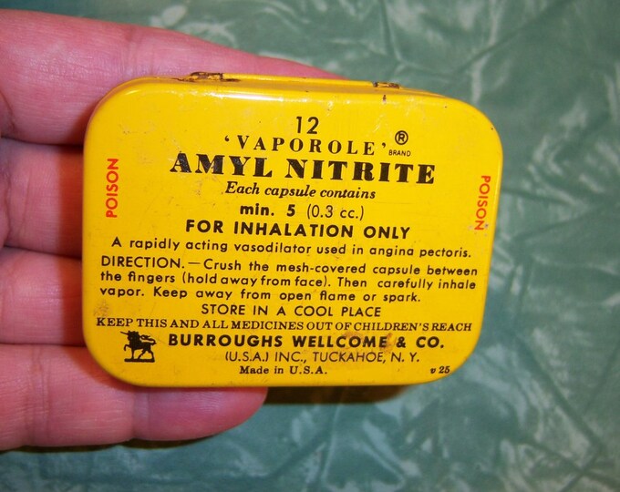 Vintage Amyl Nitrate Yellow Tin Pill Box - Etsy