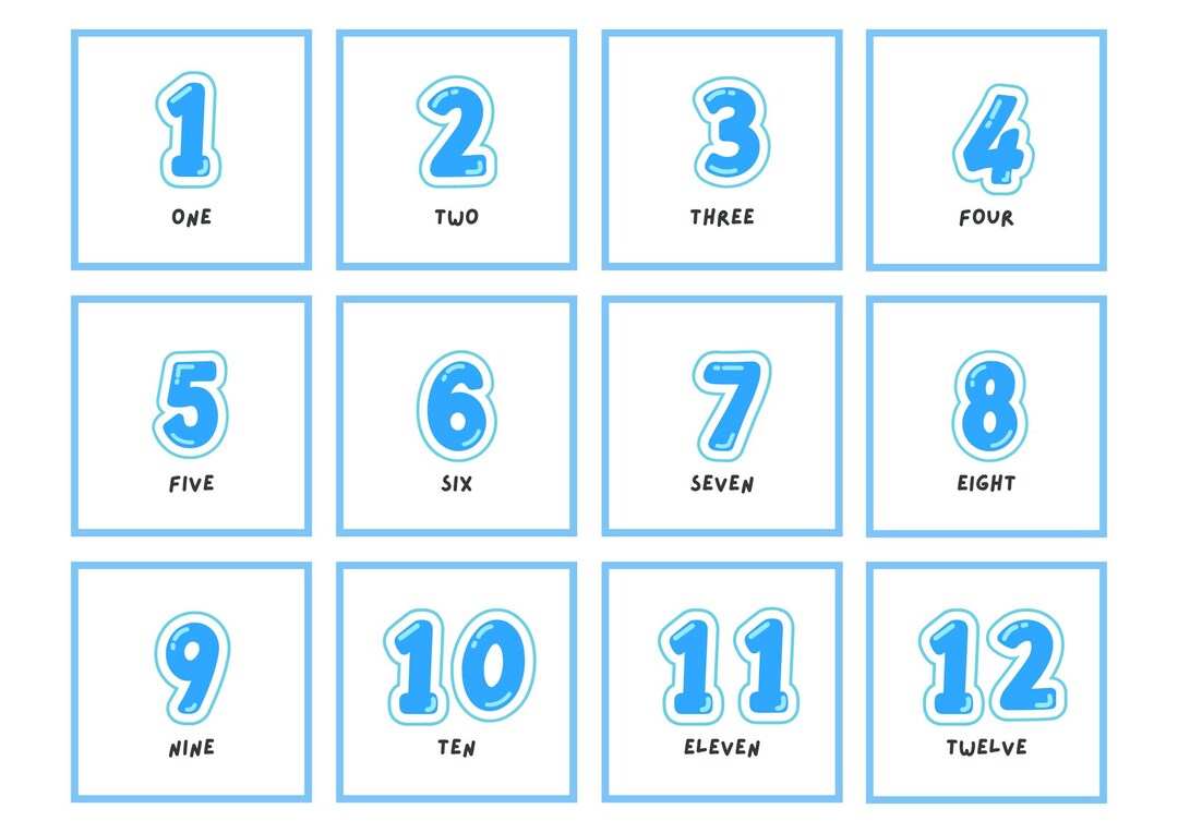 Blue and Green Number Flashcards 1- 20 : Count and Match Activity ...
