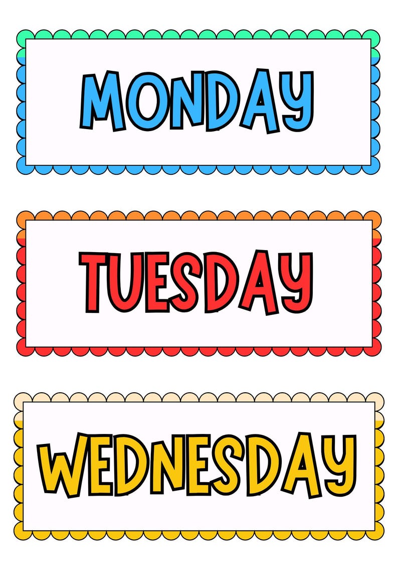 Days of the Week Flashcards | Printable Preschool Learning Cards | Kids ...