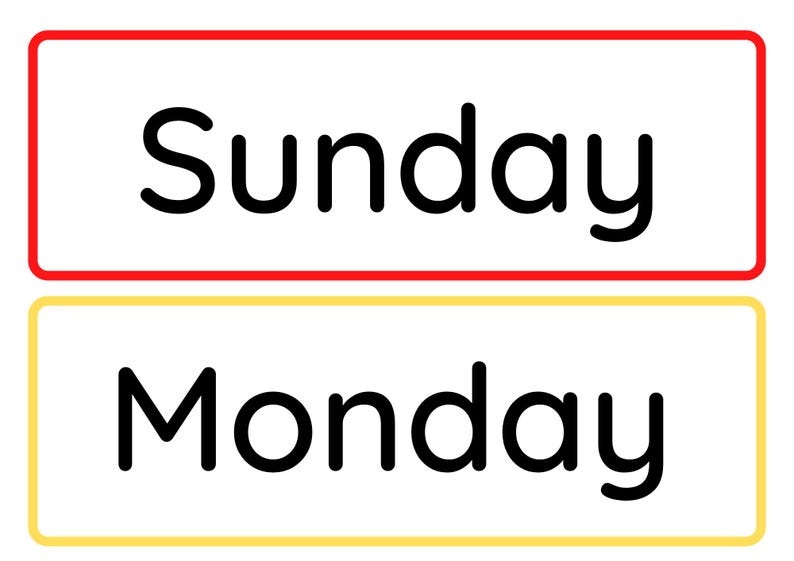 Days of the Week Flashcards | Printable Preschool Learning Cards | Kids ...