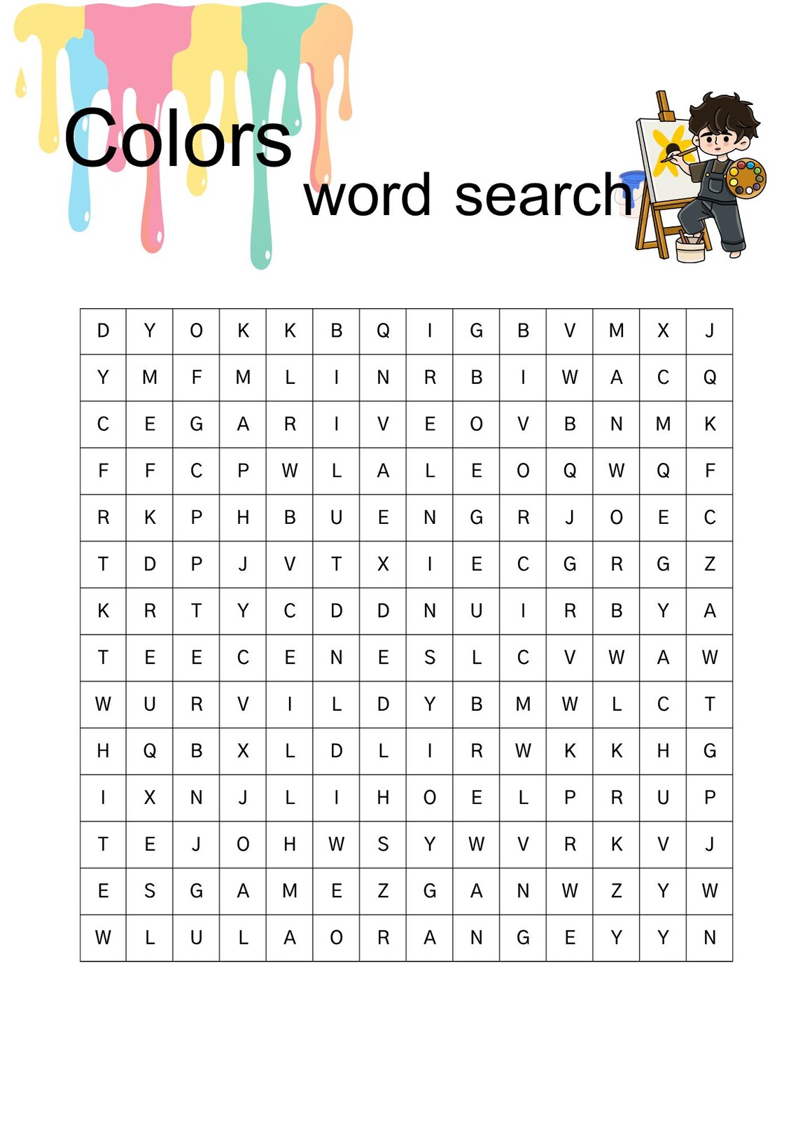 Kids Word Search Puzzle, Animals, Colors, Countries (instant Download ...