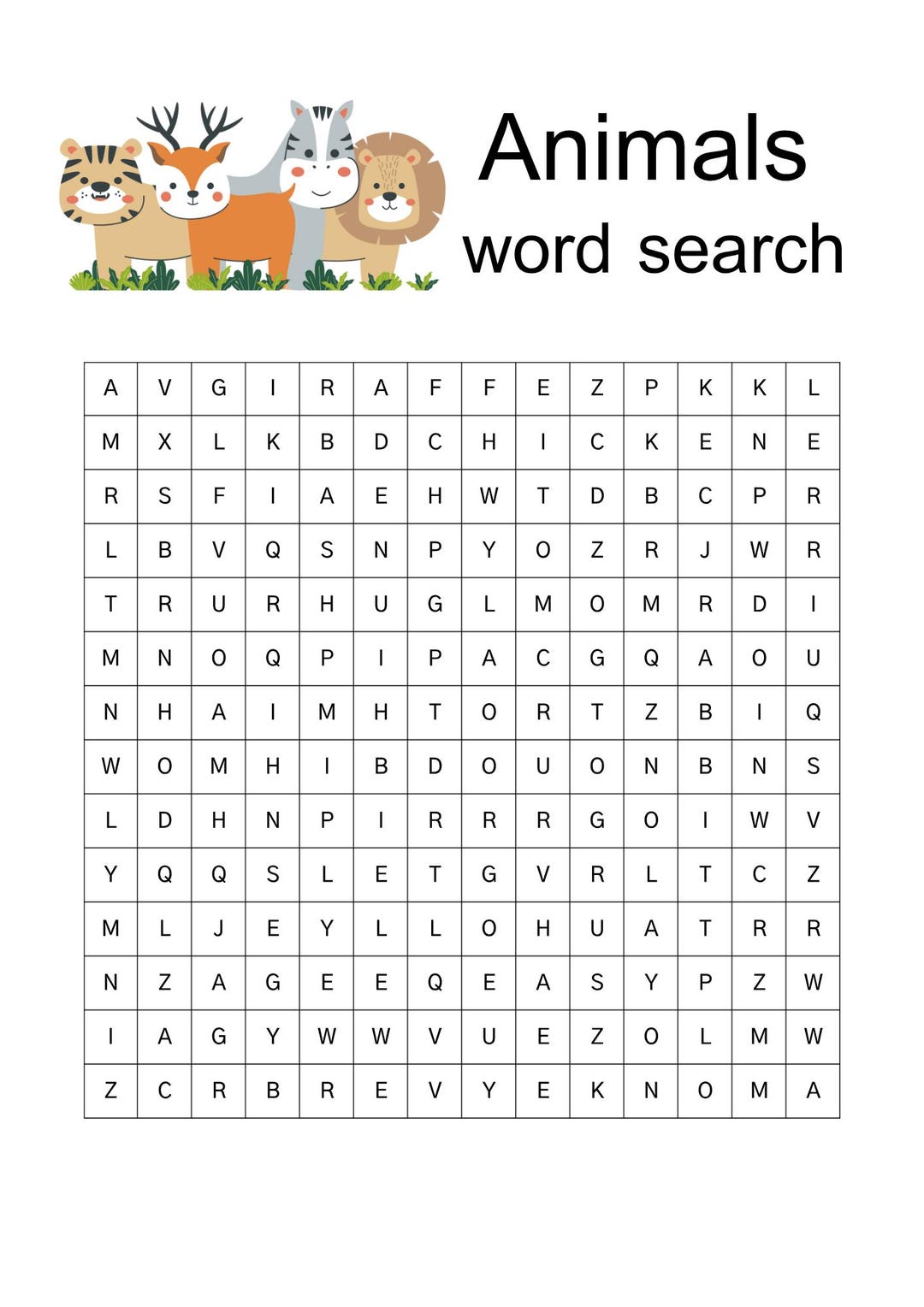 Kids Word Search Puzzle, Animals, Colors, Countries (instant Download ...