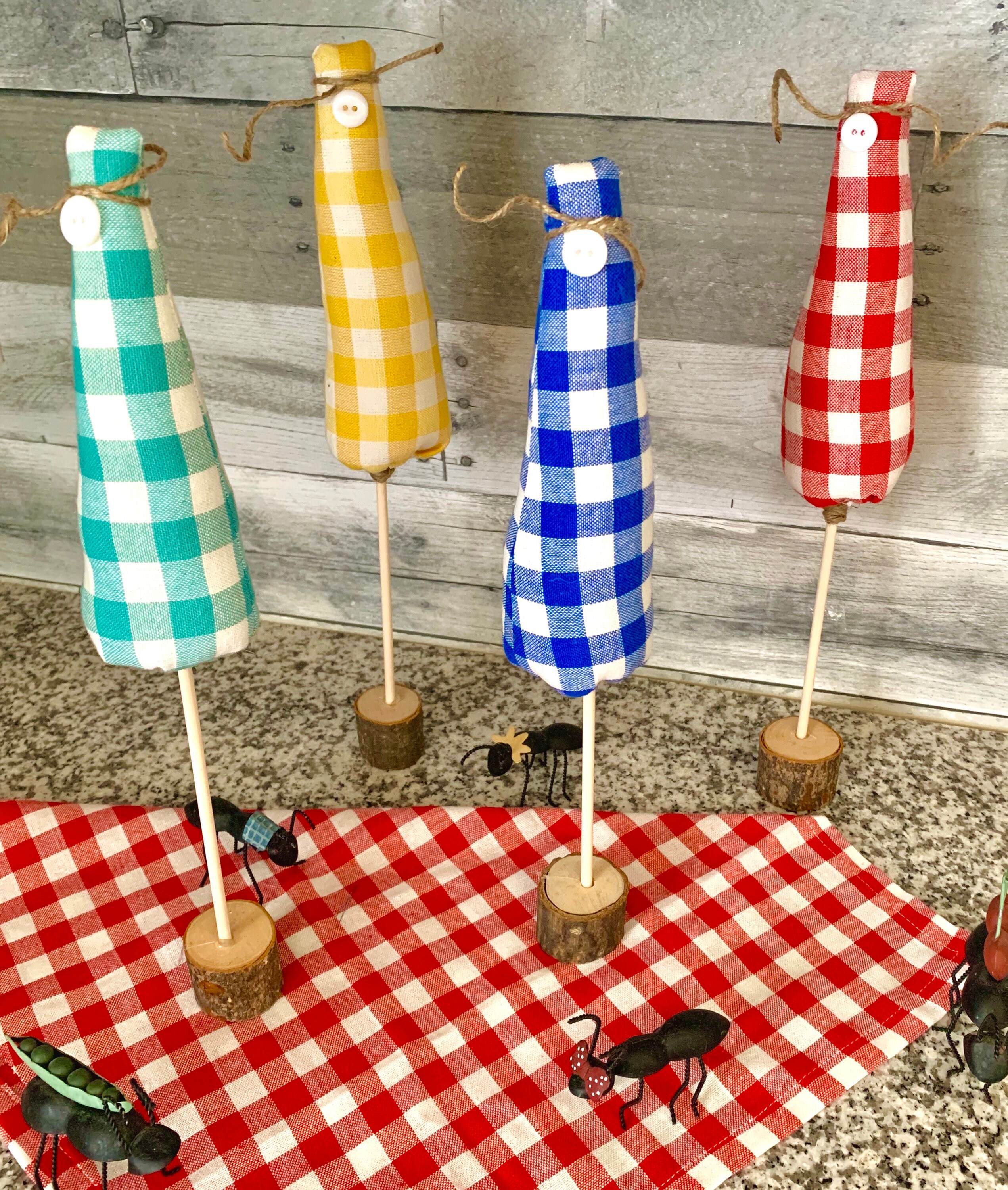 Summer picnic trees gingham fabric trees picnic basket red | Etsy