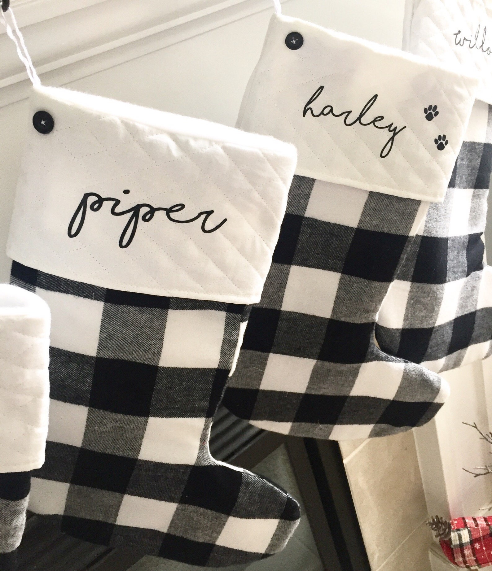 Buffalo Plaid Stocking, Personalized, Pet Stocking, Family, Dog, Cat ...