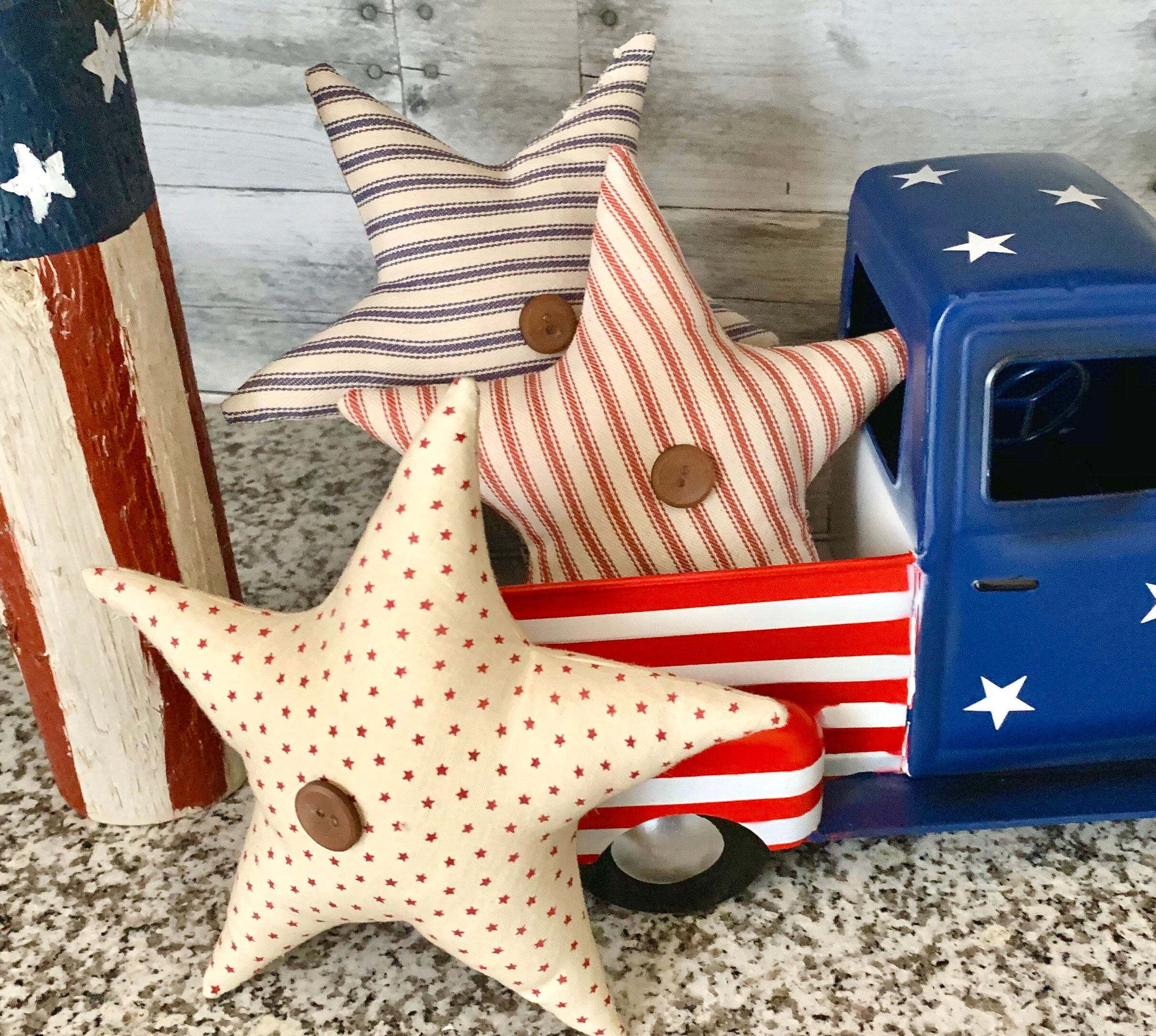 Fabric Stars, Farmhouse Stuffed Stars, 4th of July Decor, Star Bowl ...