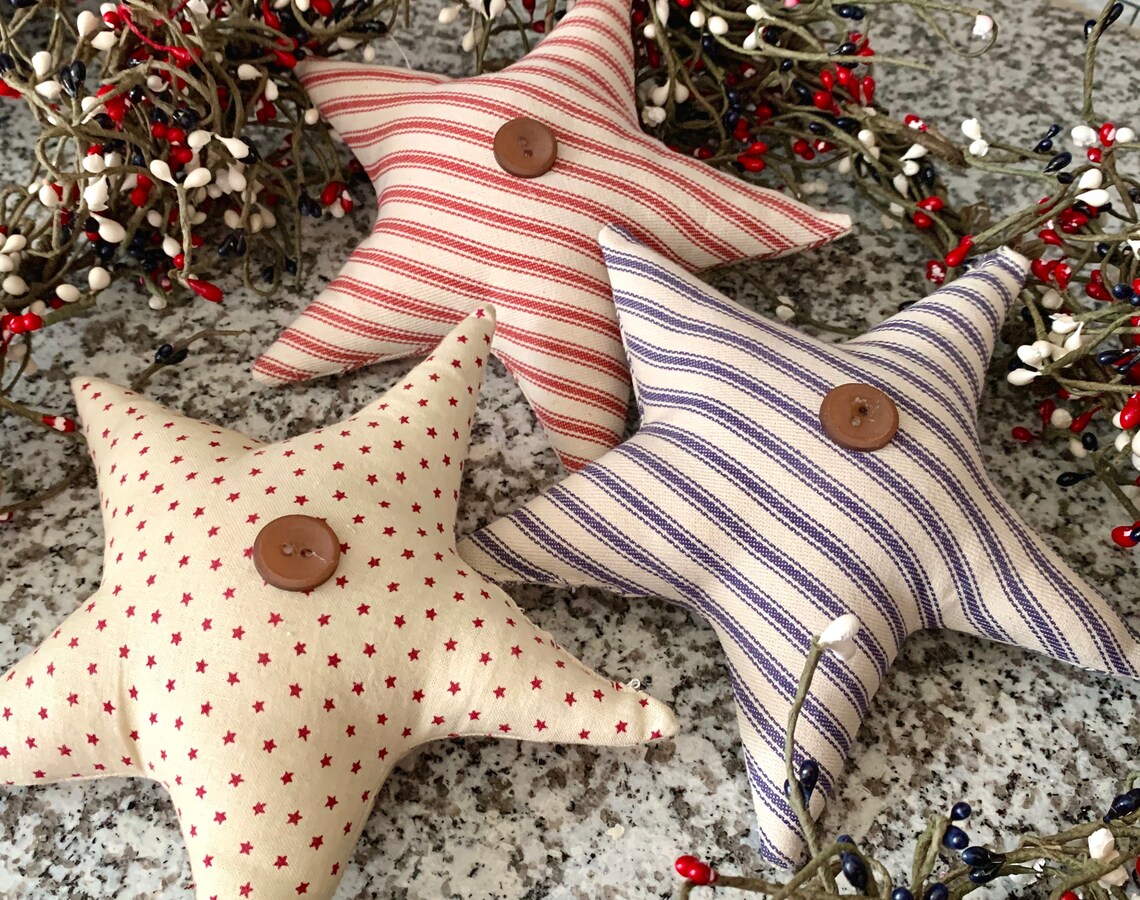 Fabric stars Farmhouse stuffed stars 4th of July decor star | Etsy