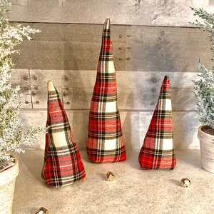 Christmas Trees, Set of 3, Fabric Trees, Mantle Decor, Holiday ...
